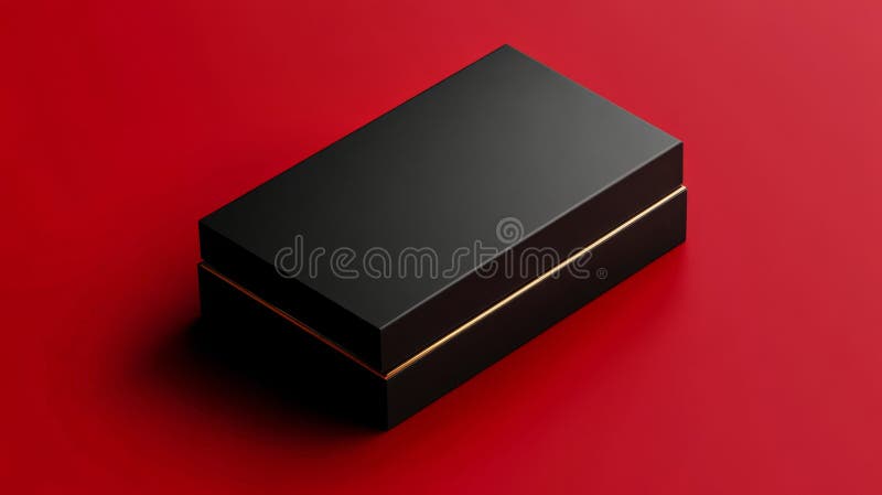 Luxury Rectangular Black Box Packaging Mockup with Gold Embossing on a ...