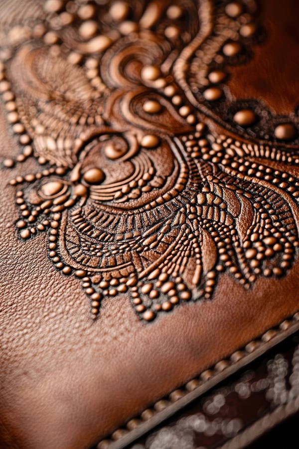 Luxury Rectangular Sticker with Intricate Patterns on Textured Leather ...