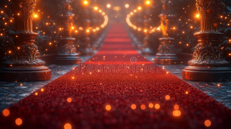 Luxury Red Carpet Event with Glowing Lights Generative AI Stock ...