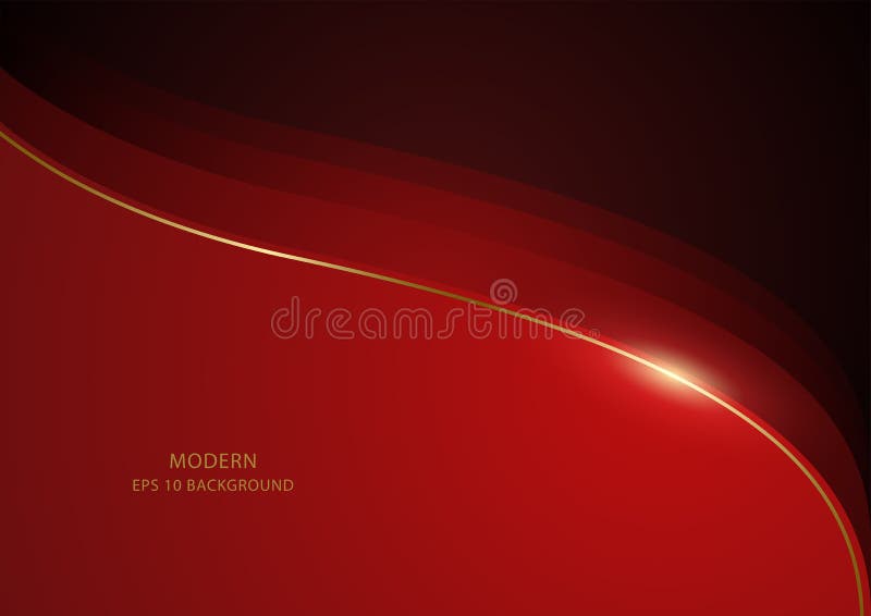 Luxury Red Curved Shape in Layers with Golden Line Stock Illustration ...