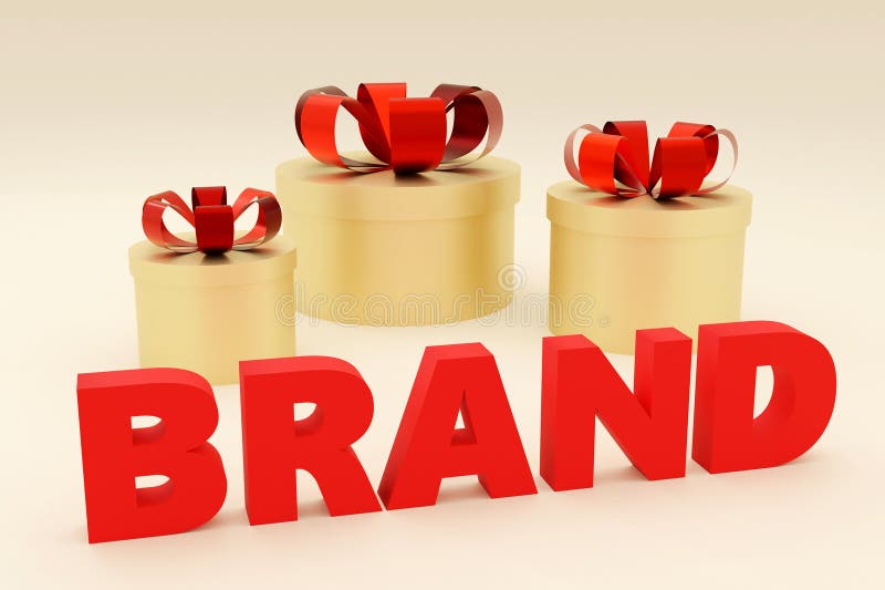 Luxury Red Inscription Brand on Yellow Podium, Soft Light, Smooth ...