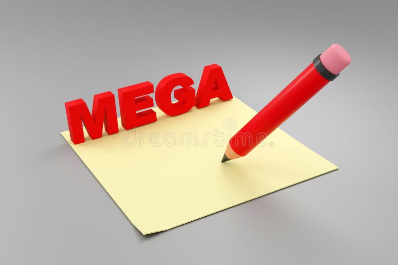 Luxury Red Inscription Mega on Grey Podium, Soft Light, Smooth ...