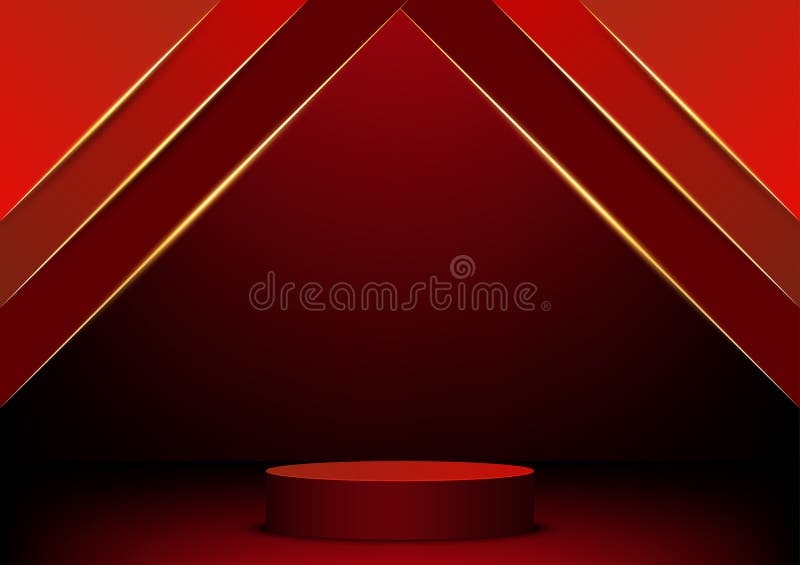 Luxury Red Round Podium on Background. Mock Up Template Stock ...