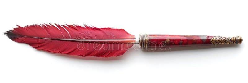 Luxury Red Quill Pen Isolated on White Background Stock Photo - Image ...