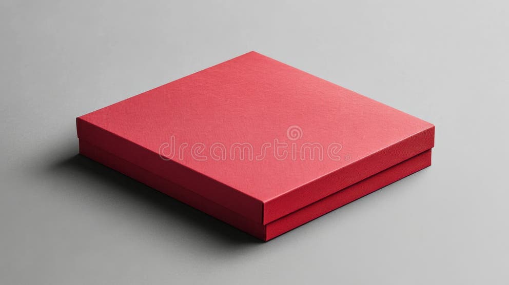 Luxury Red Rectangular Gift Box Mockup with Elegant Ribbon on a Grey ...