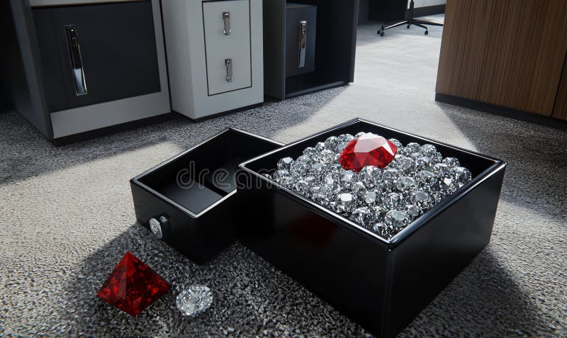 Luxury Red Ruby and Diamonds in Black Box, High Quality Image Stock ...