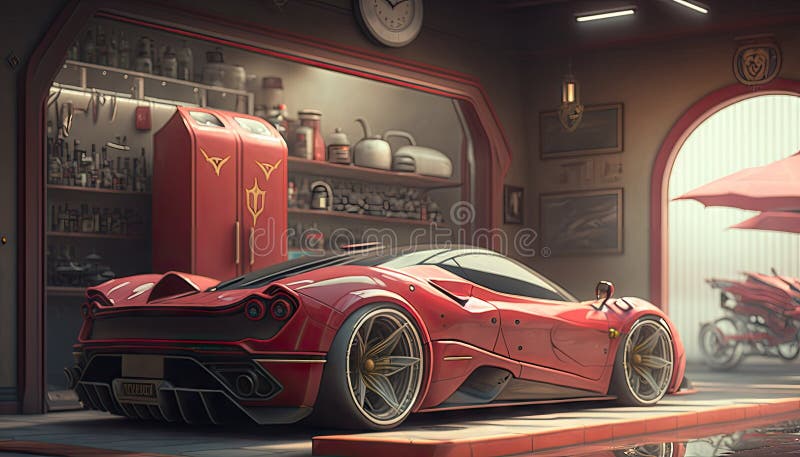 Luxury red sport car stock illustration. Illustration of motors - 275926902