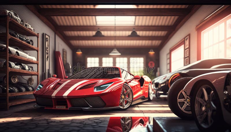 Luxury red sport car stock illustration. Illustration of engine - 275926903