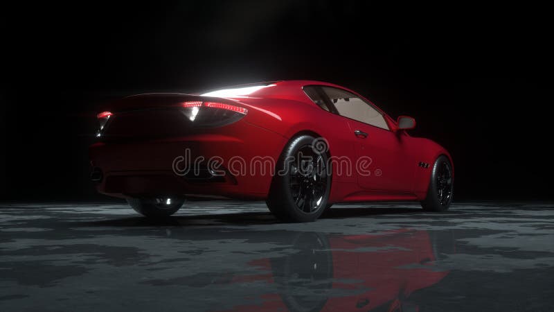 Luxury Red Sport Car . Realistic 3d Rendering. Stock Illustration ...