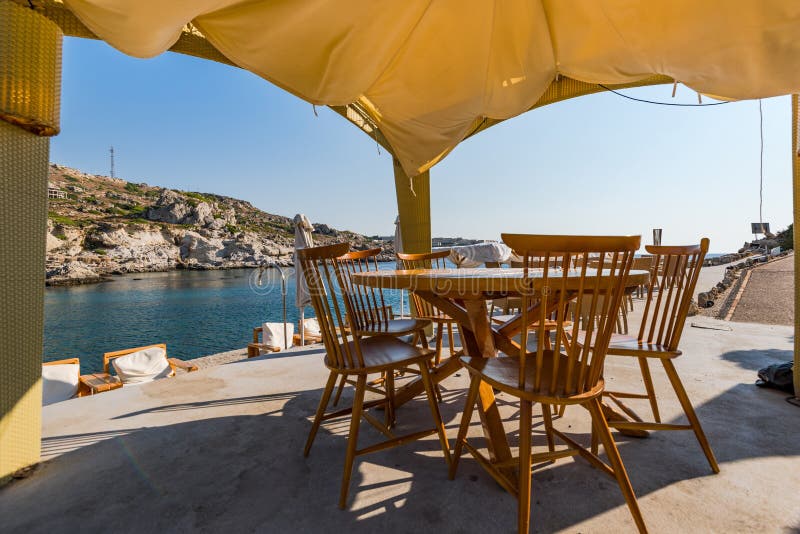 Luxury and Relaxing Place at Kalithea Spring Beach, Rhodes,Greece Stock ...