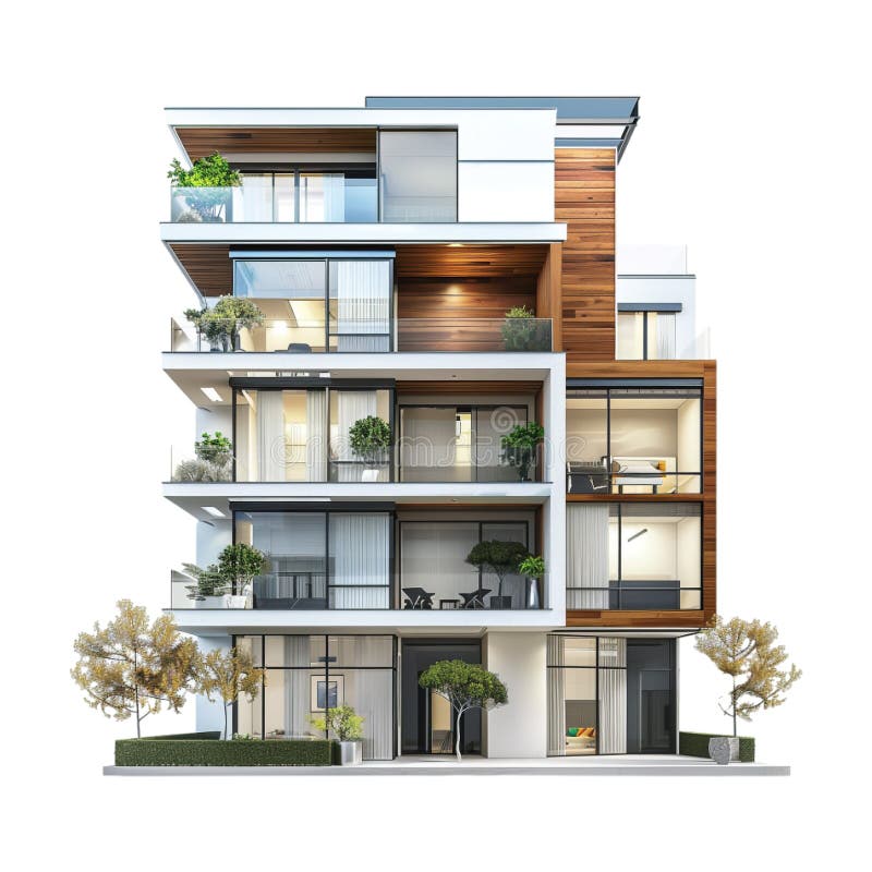 Luxury Residential Building on Transparent Background - Ai Generated Stock Illustration ...