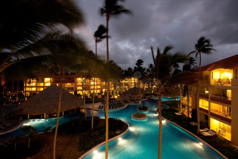 Luxury resort at night stock image. Image of swimming - 17276213