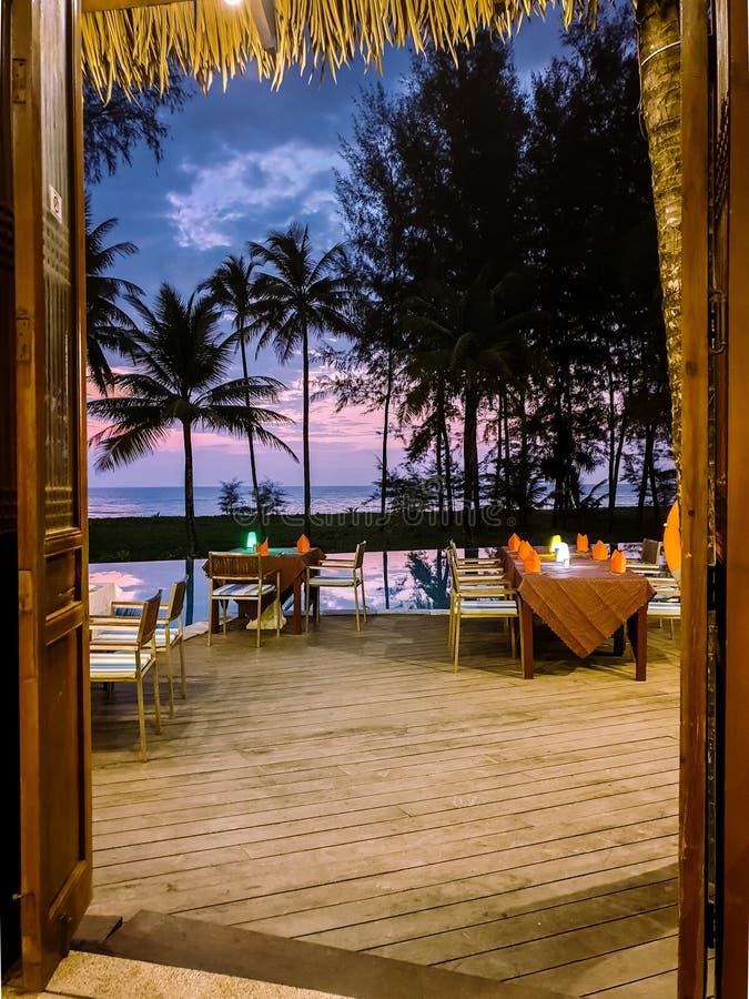 Luxury Resort during Sunset by the Ocean in Thailand Stock Photo ...