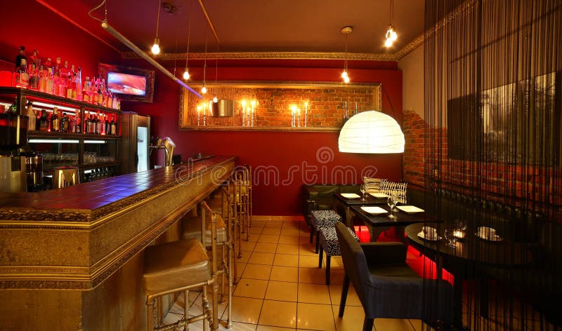 Luxury Restaurant in European Style Stock Image - Image of night ...