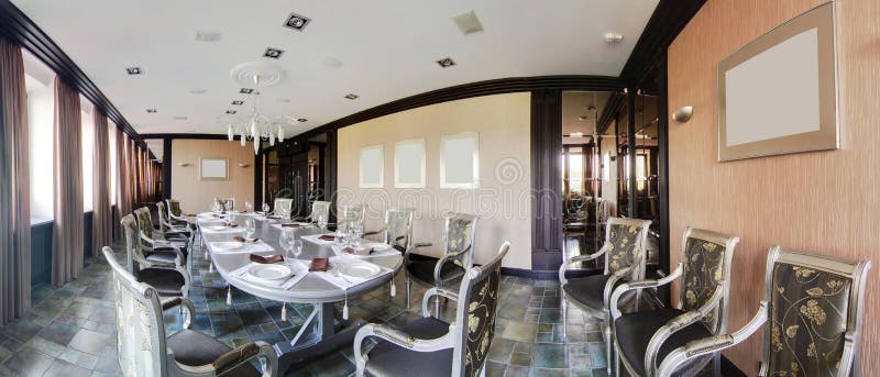 Luxury Restaurant in European Style Stock Photo - Image of dark ...