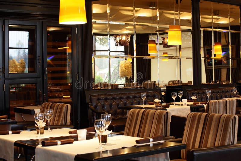 Luxury Restaurant in European Style Stock Image - Image of interior ...