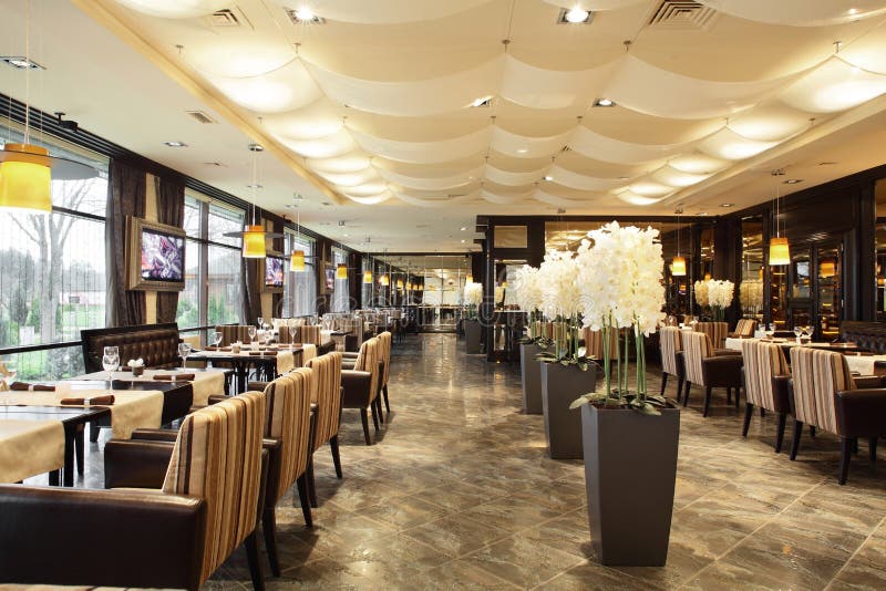 Luxury Restaurant in European Style Stock Image - Image of business ...