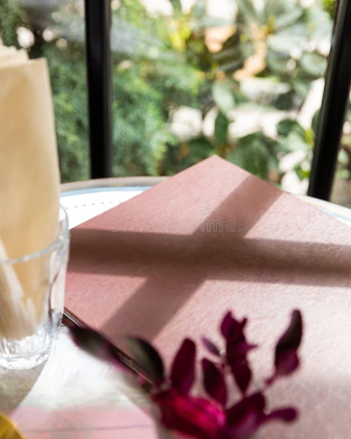 Luxury Restaurant Menu Book with Sun Shadow Stock Photo - Image of ...