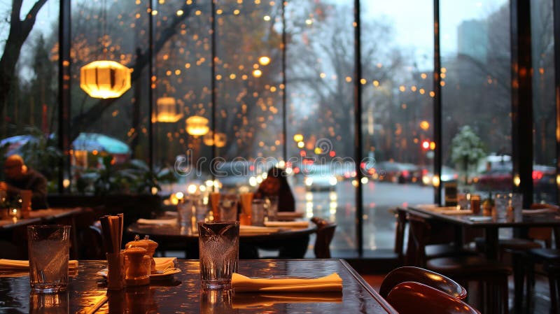 Luxury Restaurant with One Customer Stock Image - Image of table ...