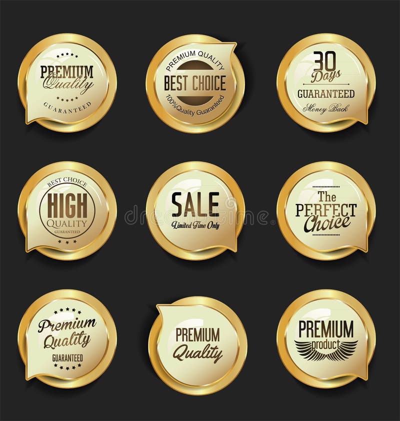 Luxury Retro Badges Gold and Silver Collection Stock Illustration ...