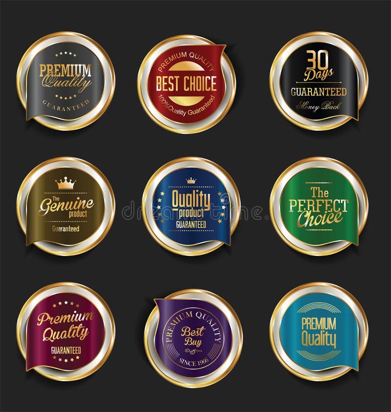 Luxury Retro Badges Gold and Silver Collection Stock Illustration ...