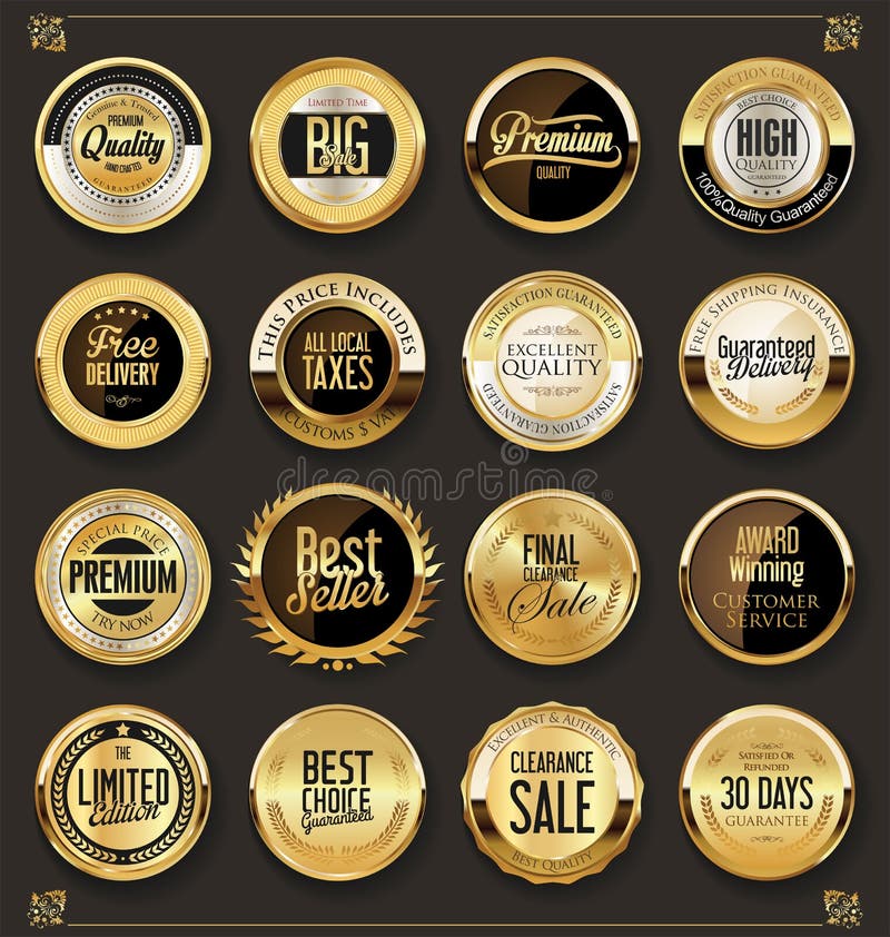 Luxury Retro Badges Gold and Silver Collection Stock Vector ...
