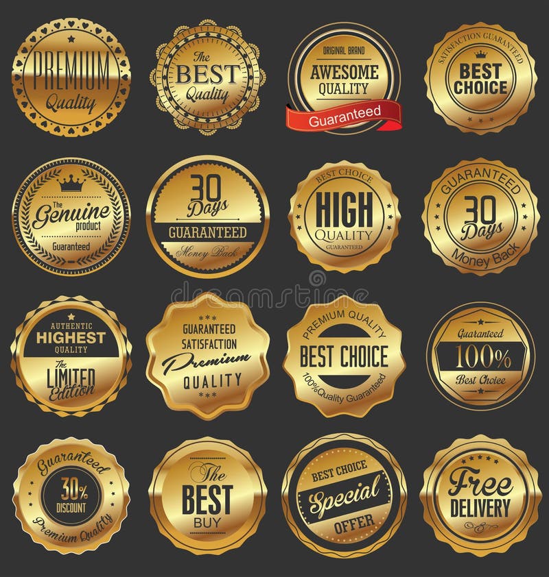 Luxury Retro Badges Gold and Silver Collection Stock Vector ...