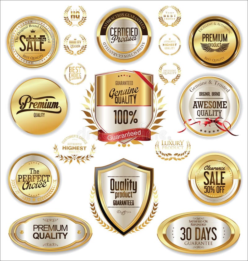 Luxury Retro Badges Gold and Silver Collection Stock Vector ...