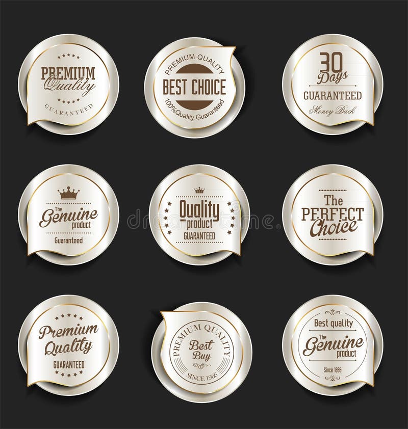 Luxury Retro Badges Gold and Silver Collection Stock Vector ...