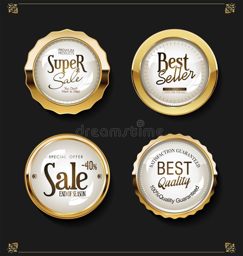 Luxury Retro Badges Gold and Silver Collection Stock Illustration ...