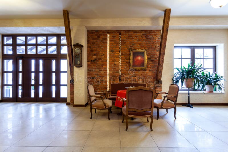 Luxury retro hotel hall stock image. Image of design - 37578763