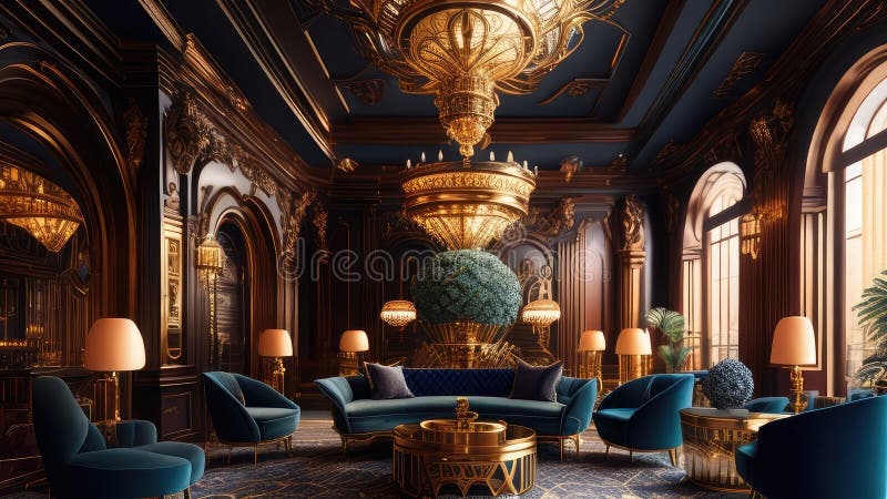 Luxury Rich Classic Interior of the Room. 3D Rendering Stock ...