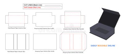 Luxury Rigid Box, Magnetic Rigid Boxes Dieline Template and 3D Box ...