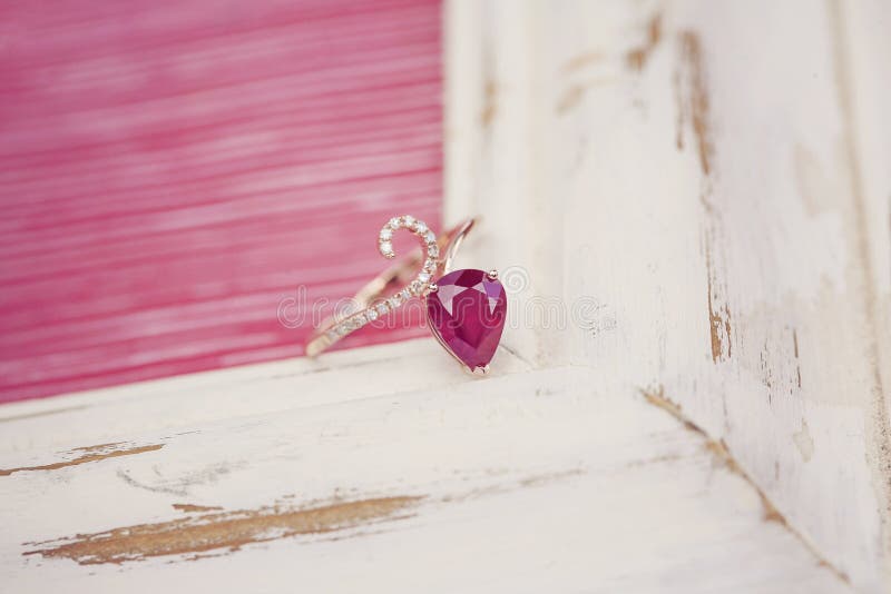 Luxury Ring with Gemstone Ruby Stock Photo - Image of jewelry, retro ...