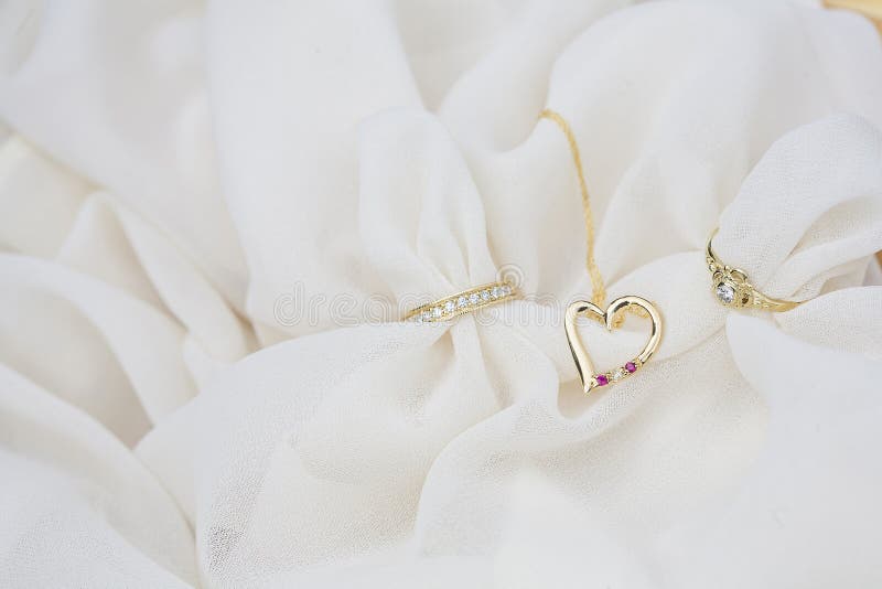Luxury Rings with Heart Shape Pendant Stock Photo - Image of bridal ...