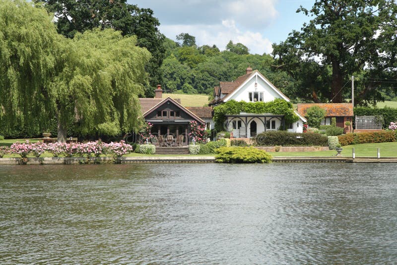 Luxury Riverside House stock image. Image of lifestyle - 5460545