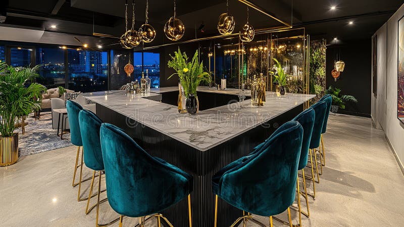 Luxury Rooftop Bar Night City View Event Space Stock Photos - Free ...