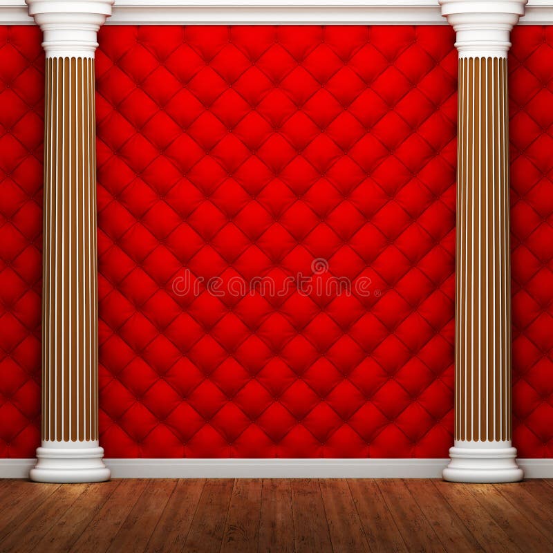 Luxury Room with Columns and Red Leather Stock Illustration ...