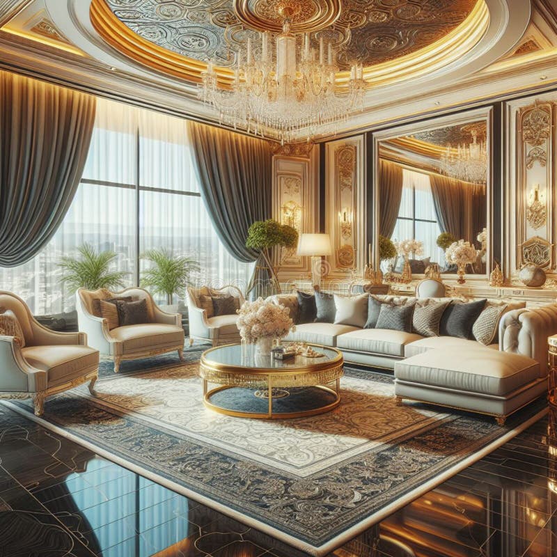 Luxury Room Inside Design in Ai Graphic Stock Illustration ...