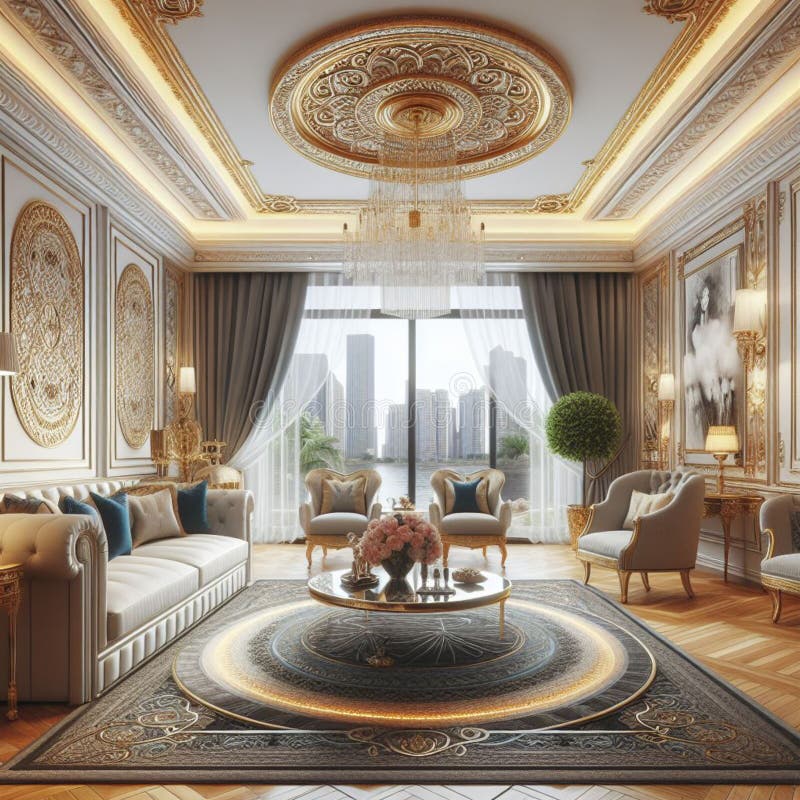 Luxury Room Inside Design in Ai Graphic Stock Illustration ...