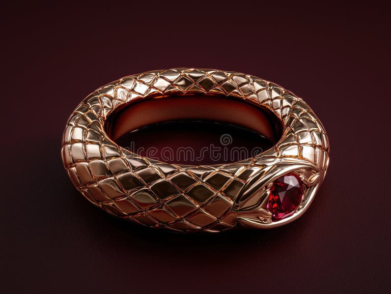 Luxury Rose Gold Snake Ring with Ruby Gemstone Stock Illustration - Illustration of ring, stone ...