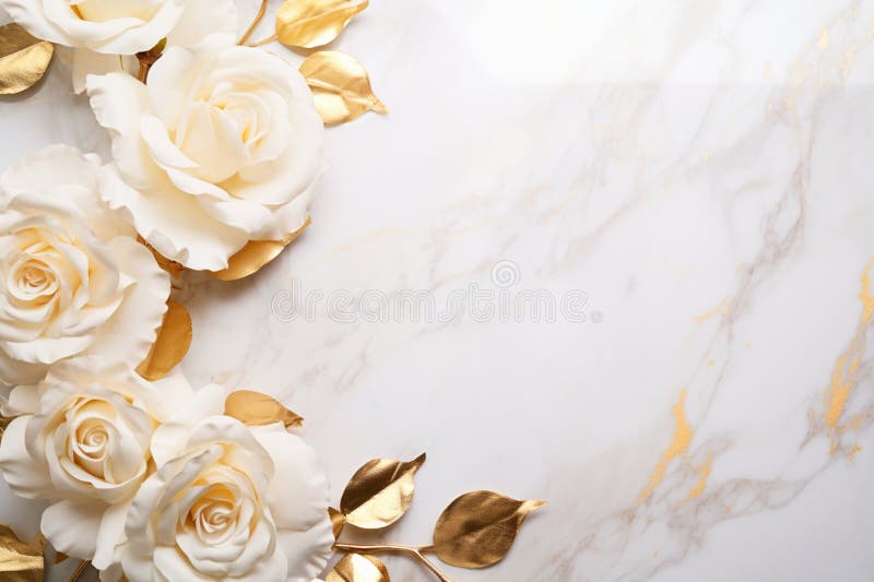Luxury Roses on Marble Background. Generative Ai Stock Illustration ...