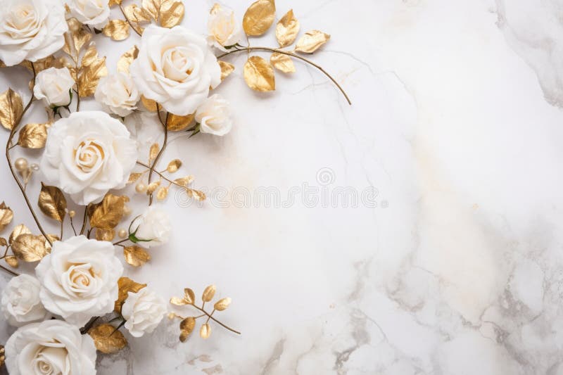 Luxury Roses on Marble Background. Generative Ai Stock Illustration ...