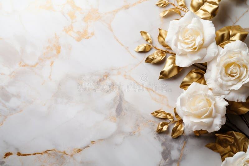Luxury Roses on Marble Background. Generative Ai Stock Illustration ...