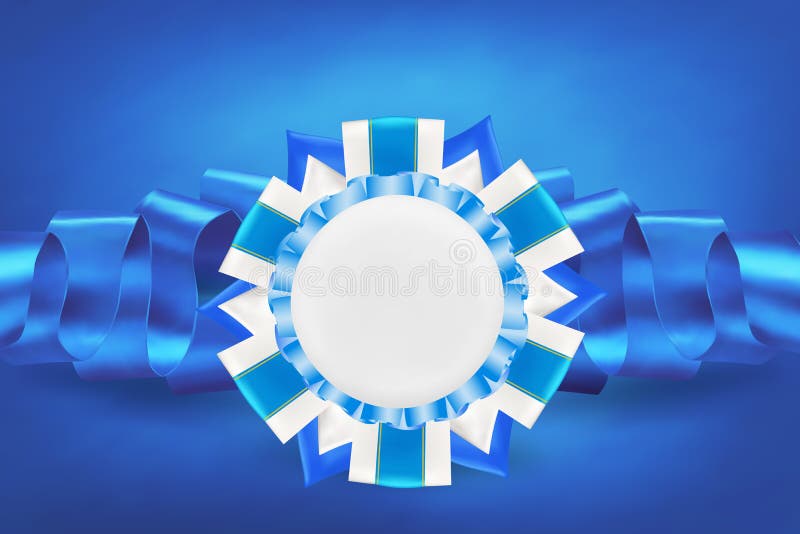Luxury Round Banner with Blue Satin Ribbon Stock Illustration ...