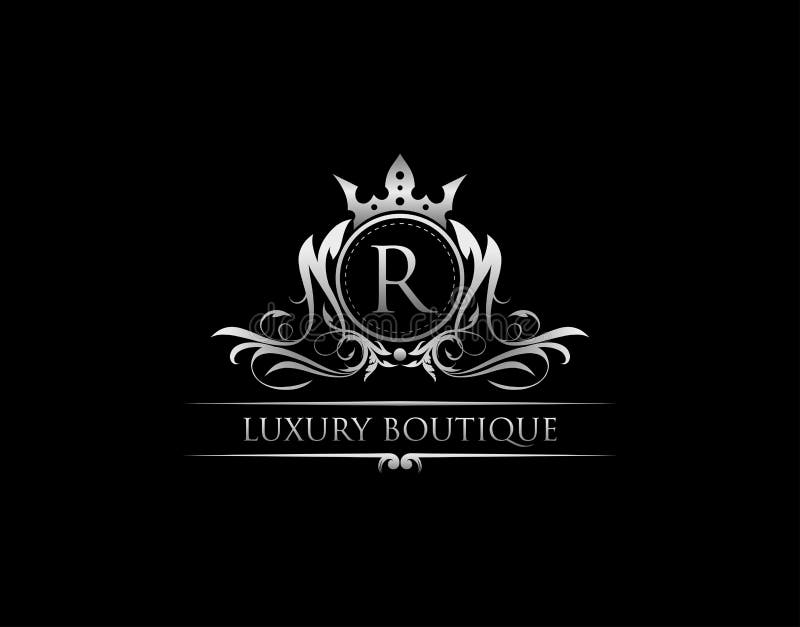 Luxury Royal King R Letter Crest Silver Logo Template Stock Vector ...