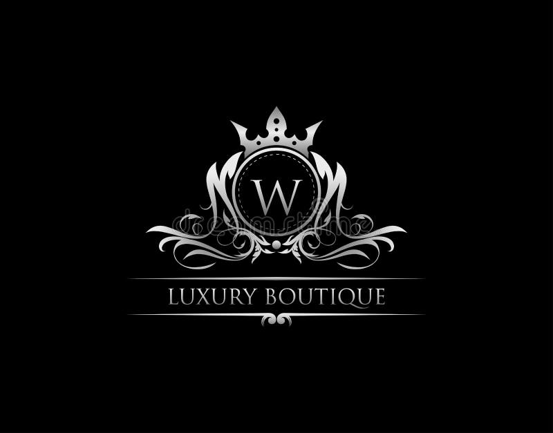 Luxury Royal King W Letter Crest Silver Logo Template Stock Vector ...