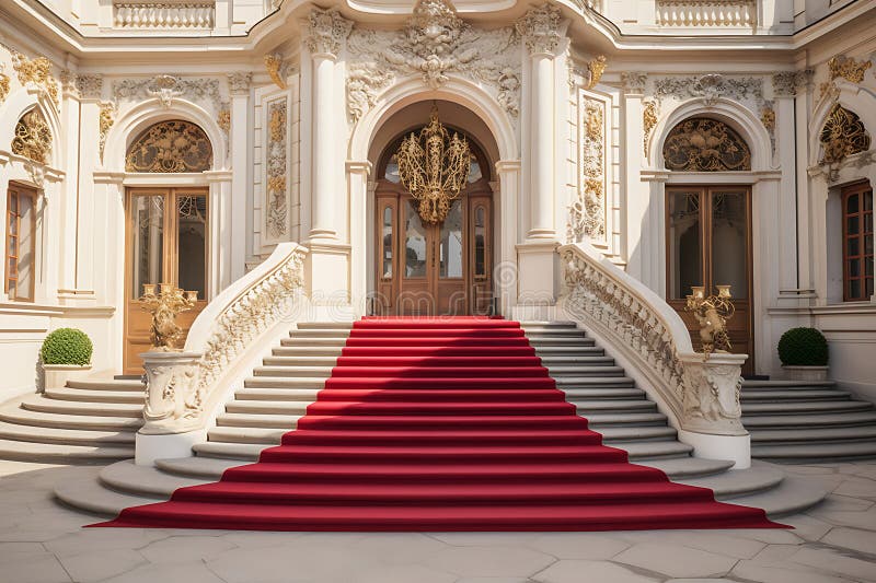 Luxury Royal Palace Interior with Red Carpet on the Stairs Stock ...