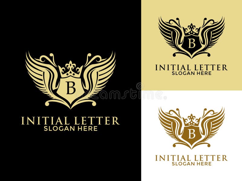 Luxury Royal Wing Letter B Logo Vector, Luxury Wing Crown Emblem ...