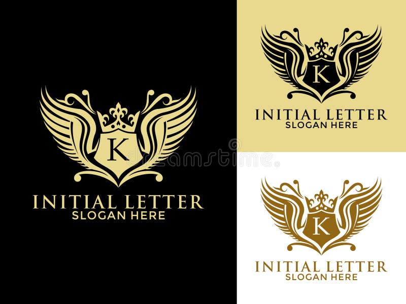 Luxury Royal Wing Letter K Logo Vector, Luxury Wing Crown Emblem ...